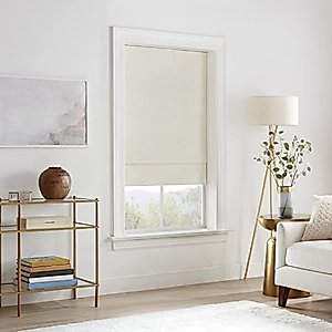 Eclipse Drew Noise Reducing Blackout Cordless Lined Window Roman Shade for Living Room, 31 in x 64 in, Ivory