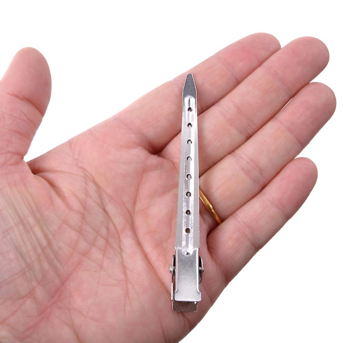 24 Pcs 3.54 Inches Duck Billed Hair Clips Silver Hair Clips with Holes Metal Alligator Hair Clips for Hair Extensions