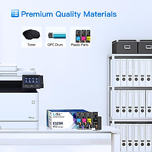 LxTek Compatible Toner Cartridge Replacement for Dell E525W E525 to use with E525W Color Laser Printer, 4 Pack (593-BBJX 593-BBJU 593-BBJV 593-BBJW)