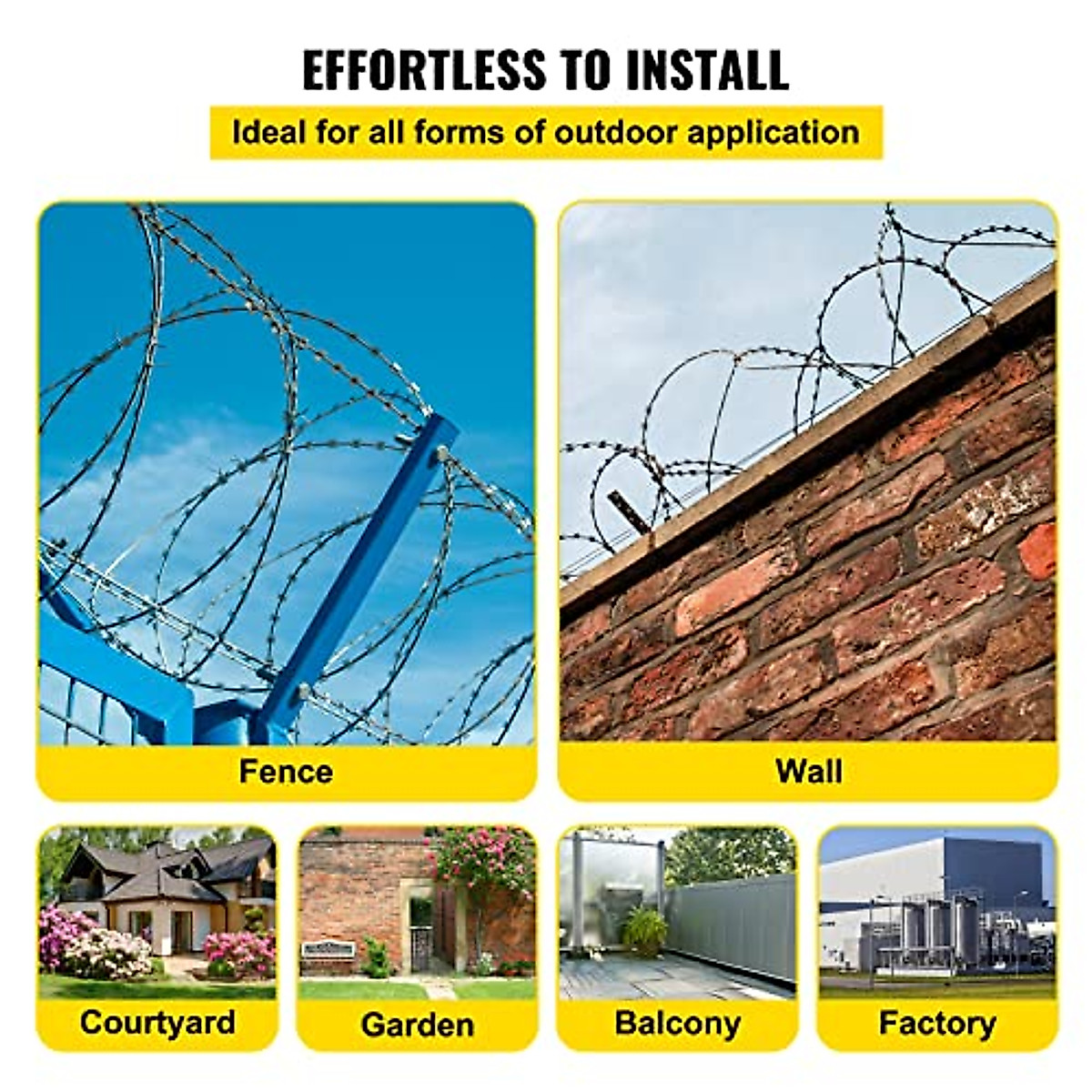 VEVOR 98FT Razor Wire, 98 FT, Sliver