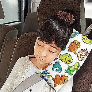 Car Seat Belt Pillow for Kids,Dinosaur Car Safety Belt Cover Pad for Head and Neck Shoulder Support,Auto Seat Belt Strap Cover for Children Baby (Dinosaur)