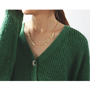 Aoloshow Personalized 4 Name Necklace Stainless Steel Custom Any Names Necklaces Jewelry for Womens New Mom Bridesmaids