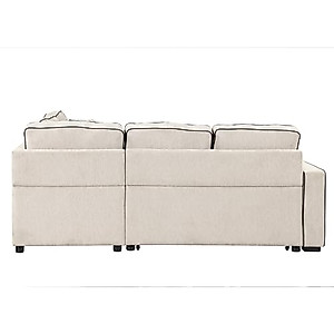 Eafurn Symmetrical Sectional Sofa with Pull Out Bed, 83" L-Shaped Convertible Corner Couch with Removable Backrest,Linen Upholstery Sofabed with USB Ports, 2 Power Sockets and Throw Pillows