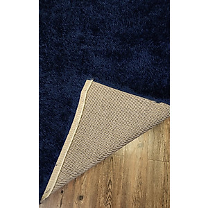 Brilliant Shag Navy Rug - Indoor Home Living Room Carpet, Size: 7'6" x 10'3", Soft, Plush Rug