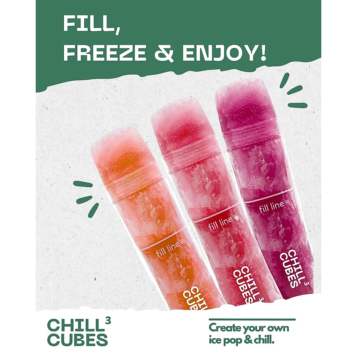 CHILL³CUBES 200 Disposable Popsicle Mold Bags - Easy Fill & Zip Seal, Popsicle Sleeves Bags for DIY Frozen Treats, Parties & More - BPA-Free