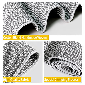 JinKune Area Rug 4'x6' Washable Outdoor Rugs, Gray Cotton Hand-Woven Patio Rug, Boho Bedroom Rug Entryway Rugs, Farmhouse Foldable Floor Carpet Indoor for Bedroom Kitchen Living Room Dining Room