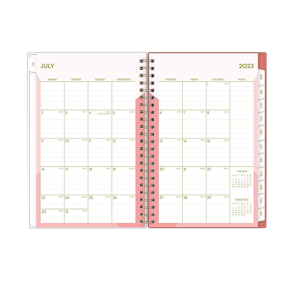 Blue Sky 2023-2024 Academic Year Weekly and Monthly Planner, 5" x 8", Flexible Cover, Wirebound, Cali Pink (130621-A24)