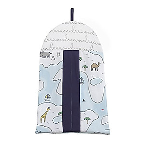 NOJO Dreamer Little Explorer World Map 8 Piece Nursery Crib Bedding Set, Navy Blue/Light Blue/White