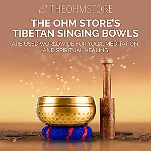 Tibetan Singing Bowl Set by Ohm Store — Meditation Sound Bowl Handcrafted in Nepal for Yoga, Chakra Healing, Mindfulness, and Stress Relief