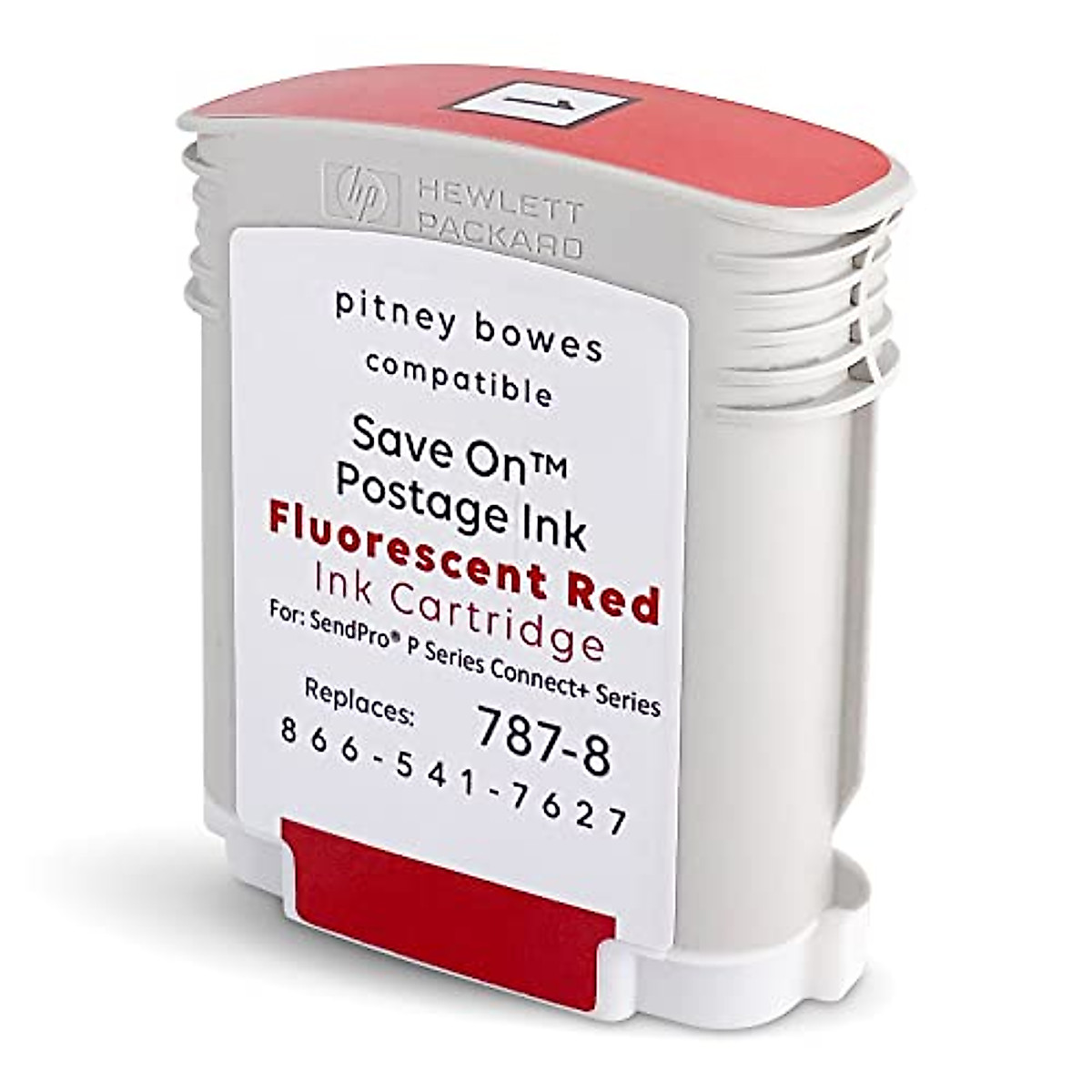 Save On Postage Ink 787-8 Compatible Pitney Bowes Postage Machine Red Ink- Cartridge for Sendpro P/Connect & Series Mailing System, 787 – 8 Red Fluorescent Ink Cartridge, Postage Meter Cartridge