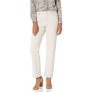 Bandolino Women's Mandie Signature Fit 5 Pocket High Rise Straight Jean, Creamstone, 6 Petite Short