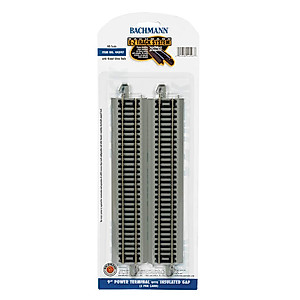 Bachmann Trains - Snap-Fit E-Z TRACK 9" POWER TERMINAL w/INSULATED GAP (2/card) - NICKEL SILVER Rail With Gray Roadbed - HO Scale