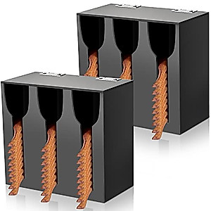 2 Pcs Acrylic Utensil Dispenser Cutlery Organizer with 3 Compartment Black Silverware Holder Plastic Flatware Caddy for Restaurant Party Picnic Office Cafe Countertop Kitchen Wedding Spoon Fork Straw