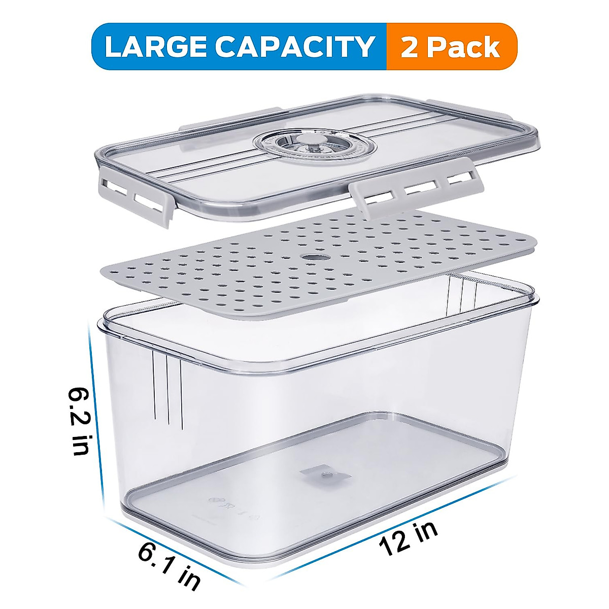 Dynta Bread Box 2 Pack Bread Container Airtight, Recording Time Bread Boxes for Kitchen Counter Organizers and Storage, Plastic Bread Storage with Lid for Homemade Bread, Toast, Loaf, Cookies