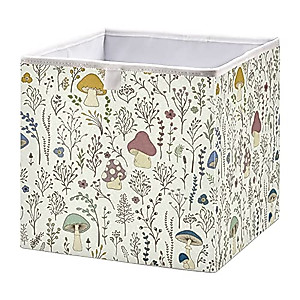 xigua Mushroom Cube Storage Bin Large Collapsible Storage Basket Toys Clothes Organizer Box for Shelf Closet Bedroom Home Office, 11 x 11 x 11 Inch