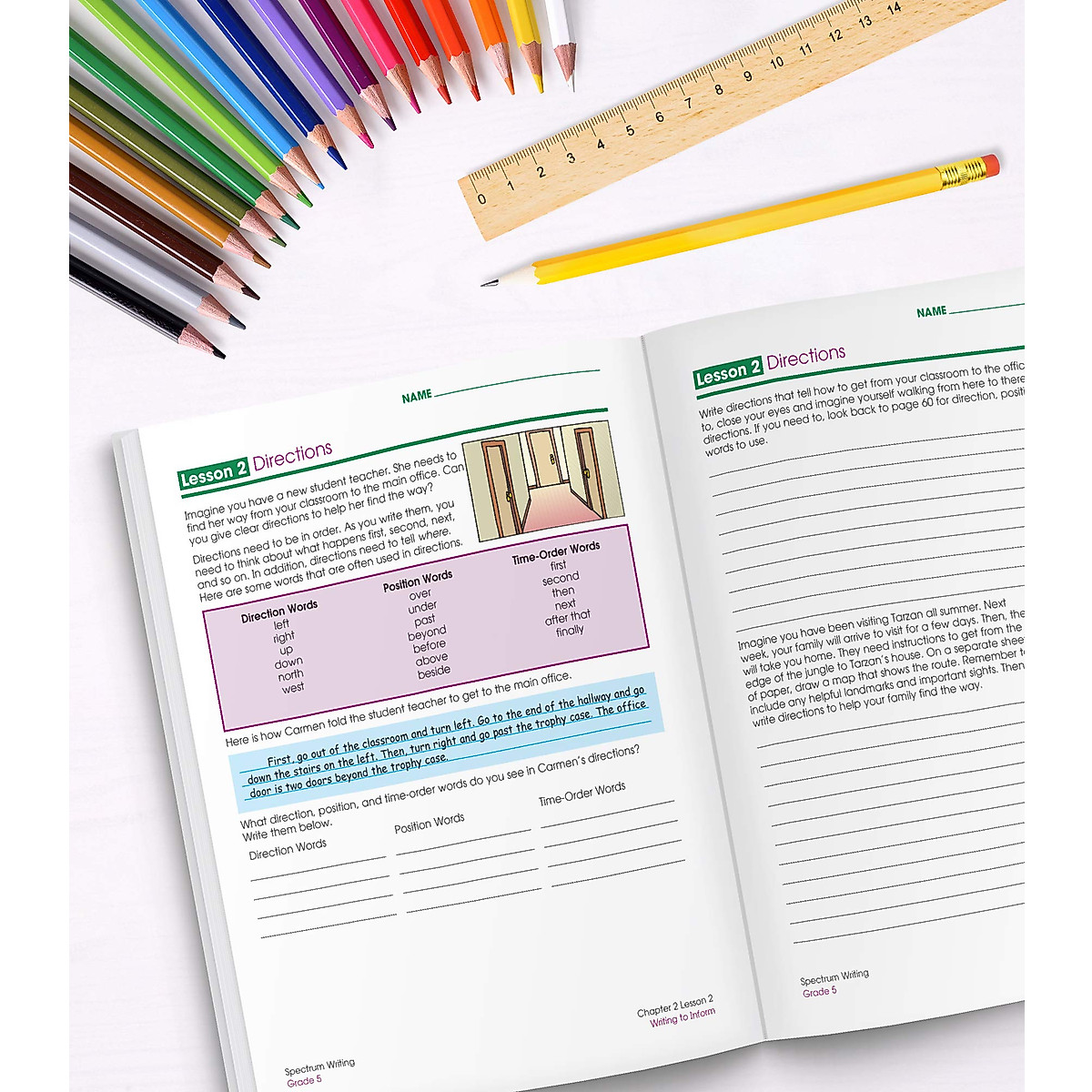 Spectrum 5th Grade Writing Workbooks, Ages 10 to 11, Grade 5 Writing, Informative, Persuasive, News Report, Article, and Story Writing Prompts, Writing Practice for Kids - 136 Pages