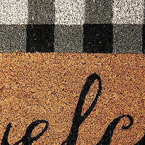 DII Natural Coir Doormat Collection Decorative Checkered Mat with PVC Backing, 17x29, Welcome
