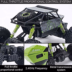 SZJJX Remote Control Car 2.4Ghz RC Cars 4WD Powerful All Terrains RC Rock Crawler Electric Radio Control Cars Off Road RC Monster Trucks Toys with 2 Batteries for Kids Boys Girls Green