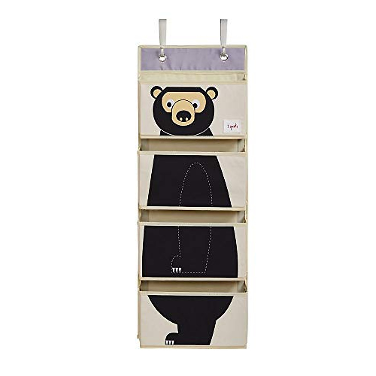 3 Sprouts Over The Door Baby Organizer - Essential Newborn Nursery Storage, Stuffed Animal Holder and Toy Organizer for Room and Closet - Bathroom and Bedroom Storage Solution - Hooks Included, Bear