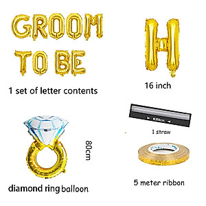 KUNGOON Groom To Be Balloons Banner,Golden Bachelor Party Sign,Men Bachelor/Team Groom/Bridegroom To Be Themed Decor for Bridegroom Shower Engagement Wedding Party Decorations .(Gold)