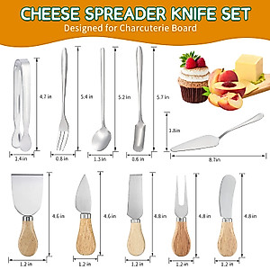 Mother's taste BB Cheese Knife Set 25 PCS Stainless Steel Butter Spreader Knives with Handle Mini Spoons Spatulas Forks Sugar Tongs Blades for Festival Wedding Birthday Christmas Party