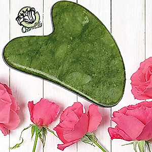 CHARMLILY Jade & Ice Roller + Gua Sha Massager Tool Set for Face & Eyes, Puffiness, Reduce Wrinkle Aging, Migraine, Pain Relief on Neck & Body, Cold Facial Original Natural Stone - 3 in 1