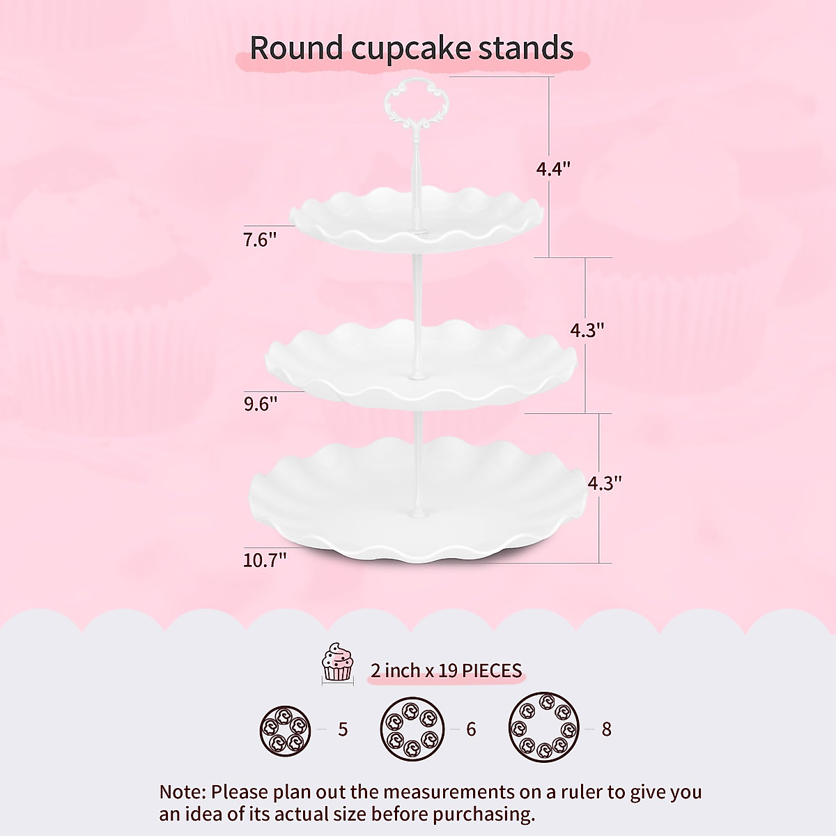 Pack of 10 NWK Cake Stand, Cupcake Stand, with 2X Large 2-Tier Cupcake Stands + 2X Large 3-Tier Cupcake Stands + 4 x Appetizer Trays +2 x Cake Pop Stands Perfect for Birthday Baby Shower Party