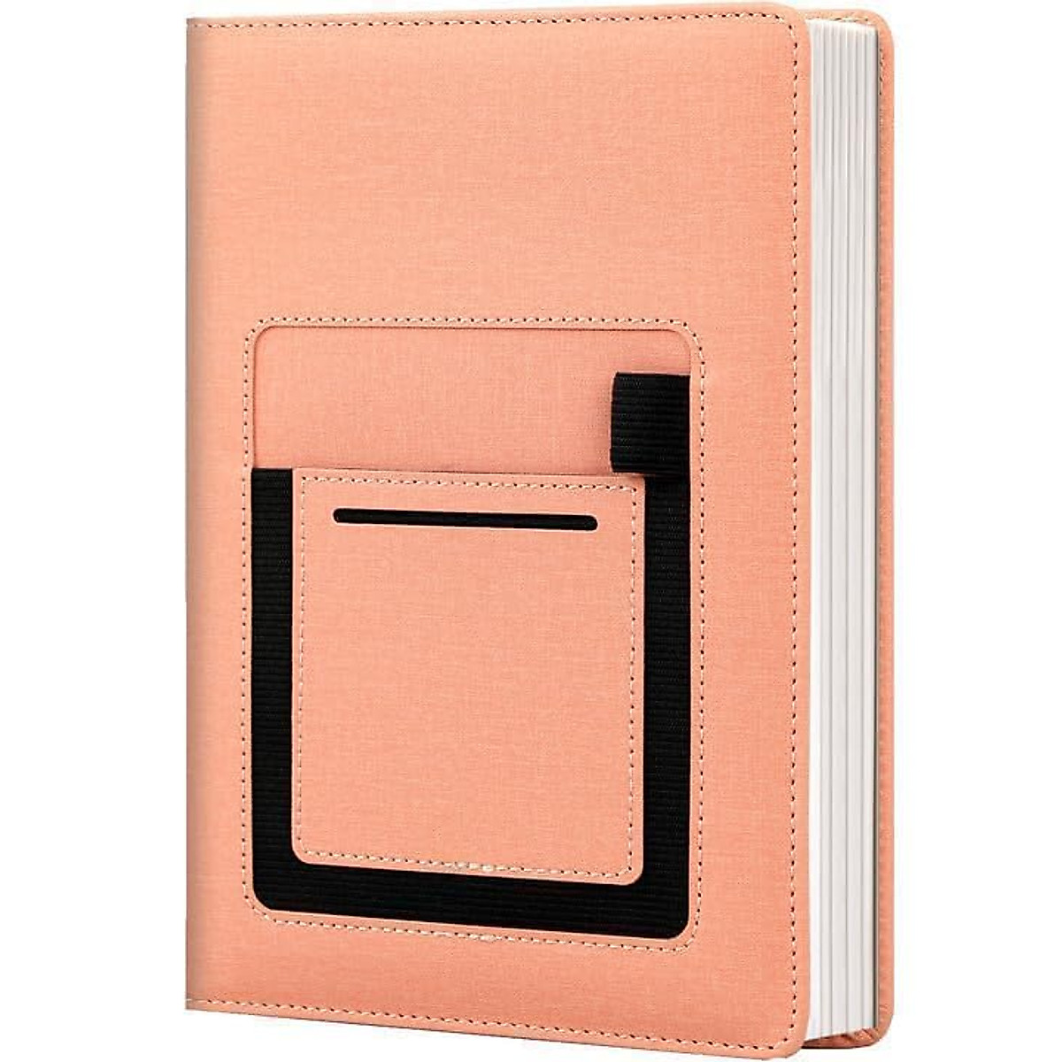 CAGIE Lined Journal Notebooks for Work A5 Business Notebook with Pen Holder, 224 Pages Notebook with Pockets, 5.7"x8.3" Inches, Pink