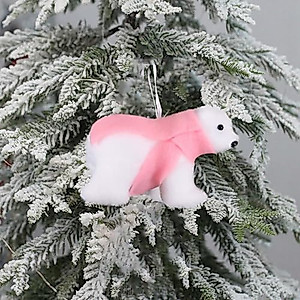 Christmas White Foam Scarf Bear Pendant Christmas Tree Decoration Pendant Scene Layout Mini Cute Plush White Bear Christmas Tree Pendant Home Decoration Christmas Tree Pendant ornaments-195