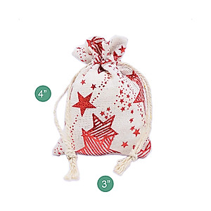 12pk - 8x10 Cotton Canvas Muslin Gift Bags with Drawstring for Presents, Party Favors, Samples (Red Stars, Large) by TheDisplayGuys