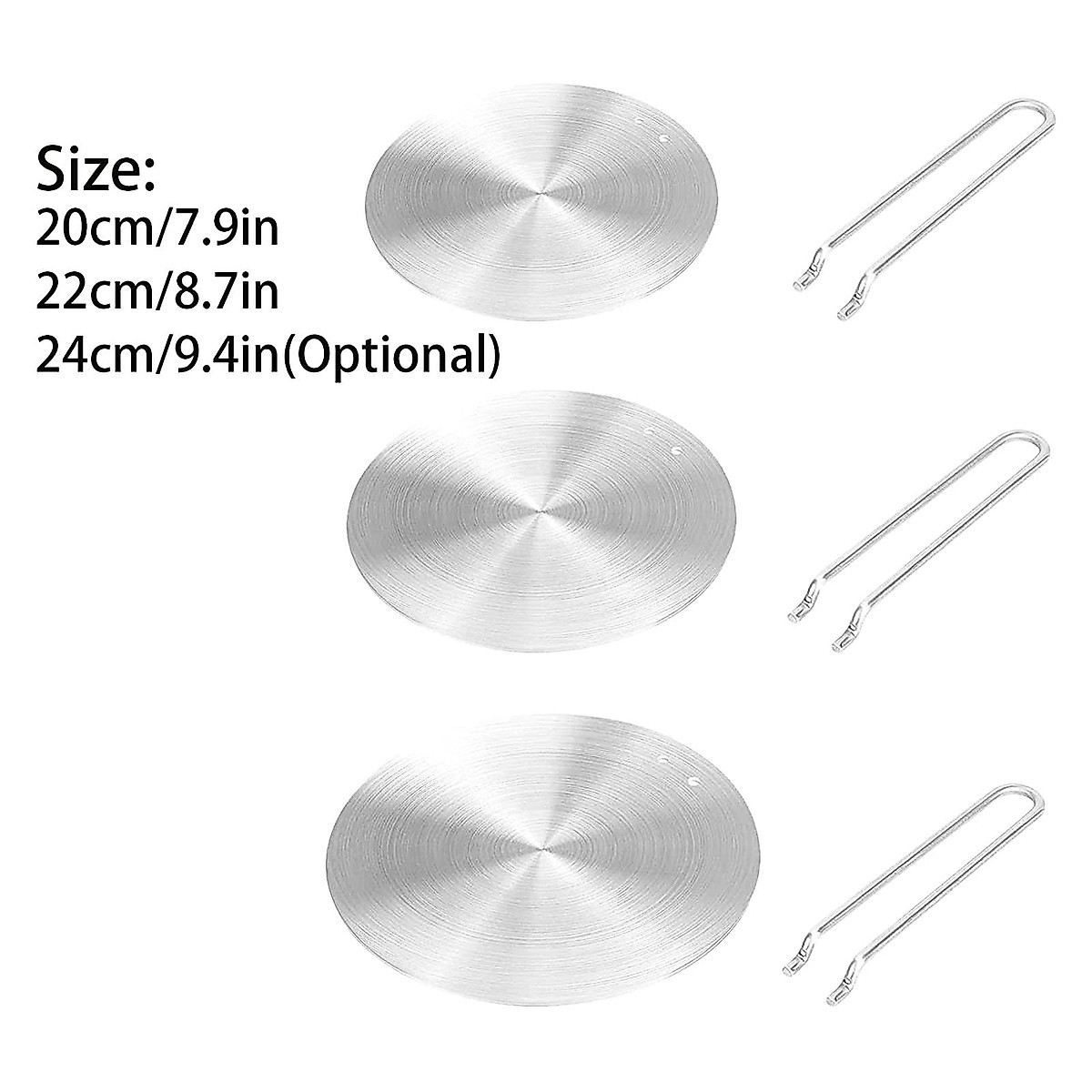 Induction Converter Heat Diffuser Simmer Ring Plate,Stainless Steel Heat Diffuser Induction Plate with Stainless Handle Adapter Converter Gas Electric Cooker Plate (24cm)