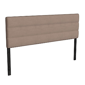 Flash Furniture Paxton Upholstered Headboard - Channel Stitched Taupe Fabric Upholstery - King - Adjustable Height from 44.5" to 57.25" From Floor