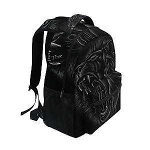 ALAZA Hand Drawn Black Lion Roaring Large Backpack Laptop iPad Tablet Travel School Bag w/Multiple Pockets for Men Women College