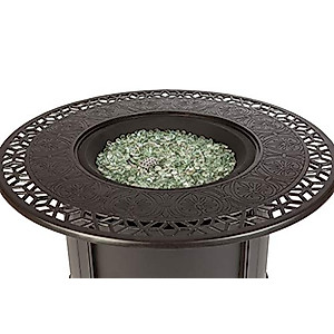 Fire Sense 62410 Longpoint Round Aluminum LPG Fire Pit Table Attractive Mocha Finish - Antique Bronze
