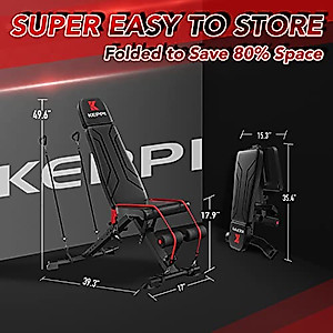 Keppi Adjustable Weight Bench,Foldable Workout Bench Press for Full Body Strength Training, Incline Decline Bench with Fast Folding - 2023 Version
