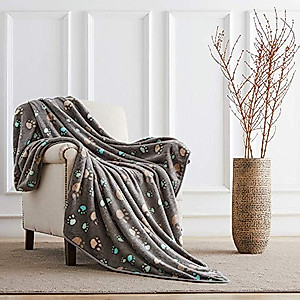 Allisandro 350 GSM-Super Soft and Premium Fuzzy Flannel Fleece Pet Dog Blanket, The Cute Print Design Washable Fluffy Blanket for Puppy Cat Kitten Indoor or Outdoor, Grey, 40 x 32 Inches