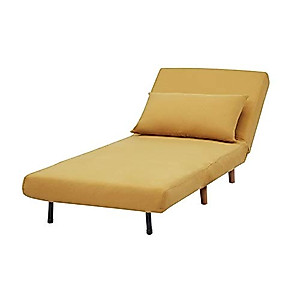 GIA Tri-Fold Convertible Polyester Sofa Bed Chair with Removable Pillow and Legs, Yellow 1 pack