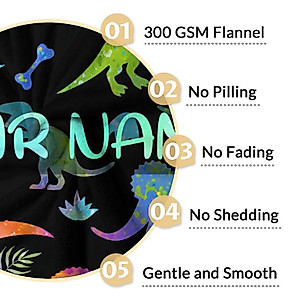 Custom Dinosaur Throw Blanket with Name - 40x30 Inches Small Blanket for Kids, Boys & Girls - Soft Plush Blankets for Bed, Couch, Sofa - Colorful Cute Fuzzy Throws Gifts for Dinosaur Lovers