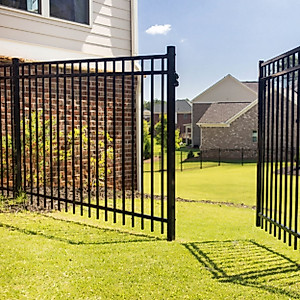Guardian Black Steel Fence Panel Style Easy Installation Fence Kit, Outdoor Fencing for Yard, Garden (7-3/4 ft. x 2-2/3 ft., Black)