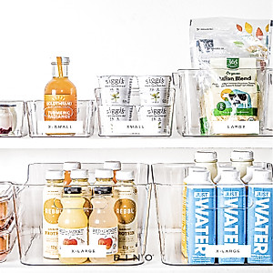 BINO Refrigerator, Freezer and Pantry Cabinet Storage Organizer Bin with Handles - Clear and Transparent Plastic Wide Nesting Food Container for Home and Kitchen (Clear, Small)