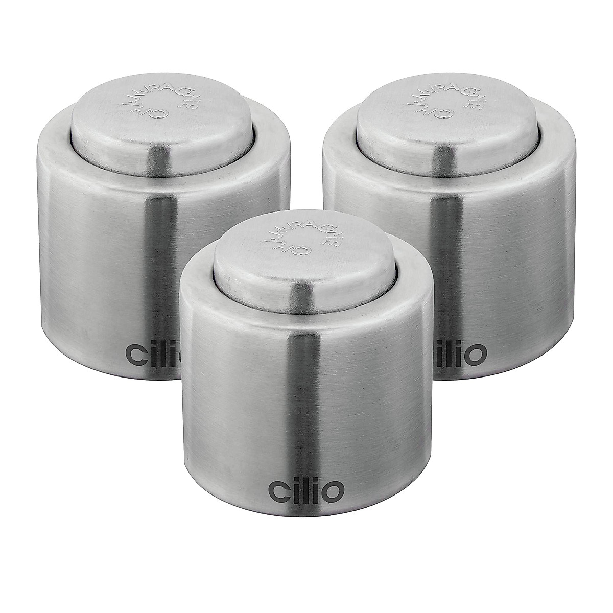 Cilio Stainless Steel Champagne Sealer, Bottle Stopper for Sealing Champagne Bottles, Pack of 3