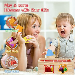 NiceNeer Montessori Toys for 1 Year Old, Wood Montessori Cube Shape Sorter Toys for Toddlers 1-3 Educational Learning Toys for 1 2 3 Year Old Baby Toys & Gifts