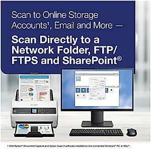 Epson DS-730N Network Color Document Scanner, 100-page Auto Document Feeder (ADF), Duplex Scanning