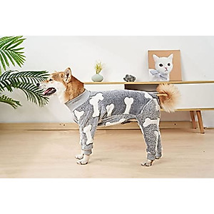 Harikaji Dog Warm Jumpsuit,Pet Winter Flannel Warm Pajamas,Cold Weather Dog Onesie,Dog Winter Clothes for Medium Large Dogs (3XL:Chest<29'', Grey)