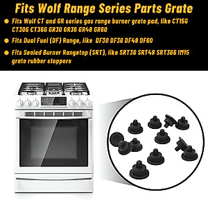 815689 Stove Grate Rubber Feet Replacement for Wolf CT Gas Cooktop, Burner Grate Pad Range Parts GR Series Gas Range Wolf Gas Cooktop Burner Grate Feet Bumpers, Fit for Wolf CT and GR series (12 Pack)