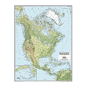 National Geographic: North America Physical Wall Map - 22 x 28 inches - Laminated