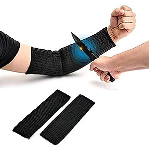 ideapro Arm Protection Sleeve, Kevlar Sleeve Cut Resitant 40cm Burn Resistant Anti Abrasion Safety Arm Guard for Garden Kitchen Yark Work 1 Pair (Black)