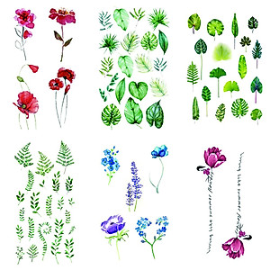 WYUEN 24 Sheets Flower Temporary Tattoo Sticker Women Children Fake Tattoos Body Art Waterproof Face Stickers (W24-04)