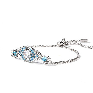 Jeulia Butterfly Round Cut Sterling Silver Bracelet for Women Teen Girls Bride Girlfriend Wife with Jewelry Box