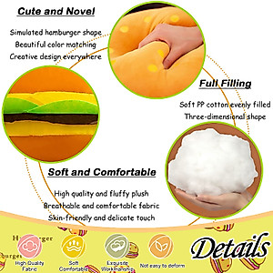 zhidiloveyou Hamburger Pillow Plush Cheeseburger Toy Cute Stuffed Food Pillow for Kids, 11.8"